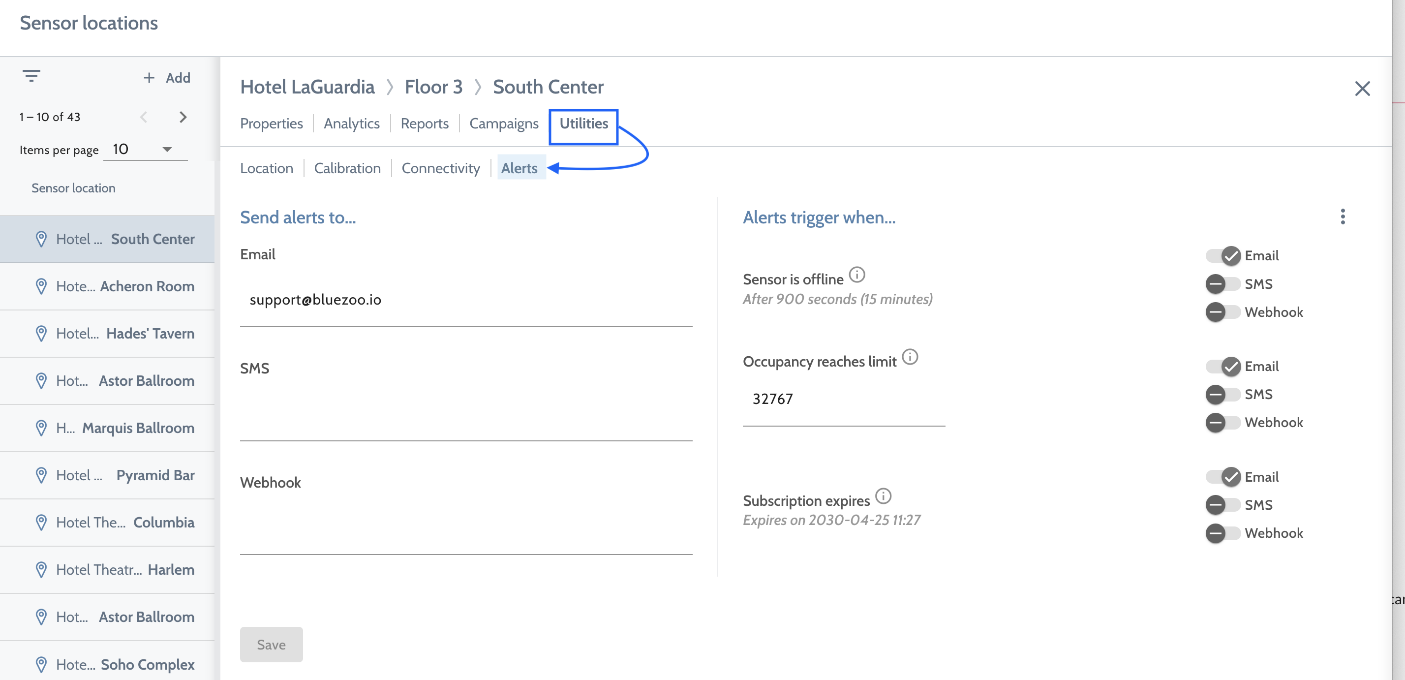 How do I configure alerts using the BlueZoo dashboard? – BlueZoo
